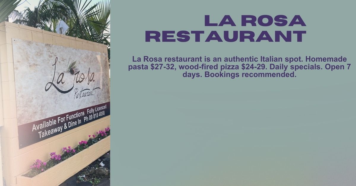 La Rosa Restaurant Menu with Prices New Zealand